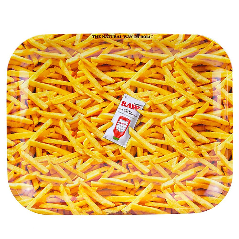Raw French Fries Large Metal Rolling Tray